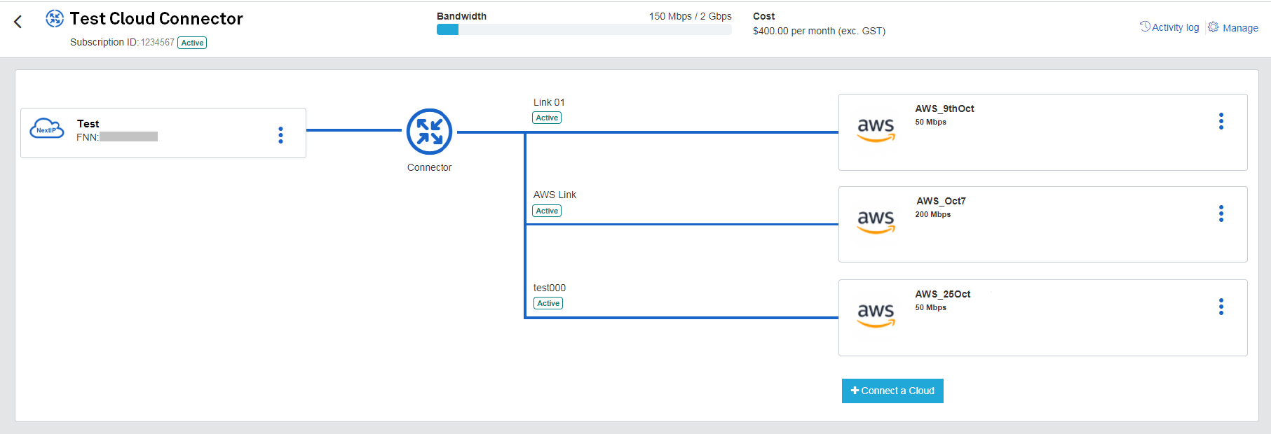 Cloud Connector-BYO AWS cloud link: establishing, editing and deleting – Cloud Sight